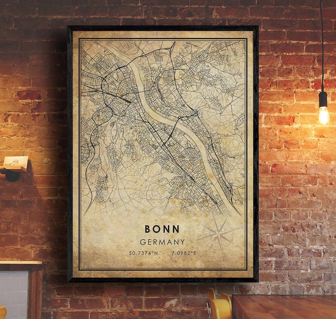 Bonn Vintage Map Print | Bonn Map | Germany Map Art | Bonn City Road ...