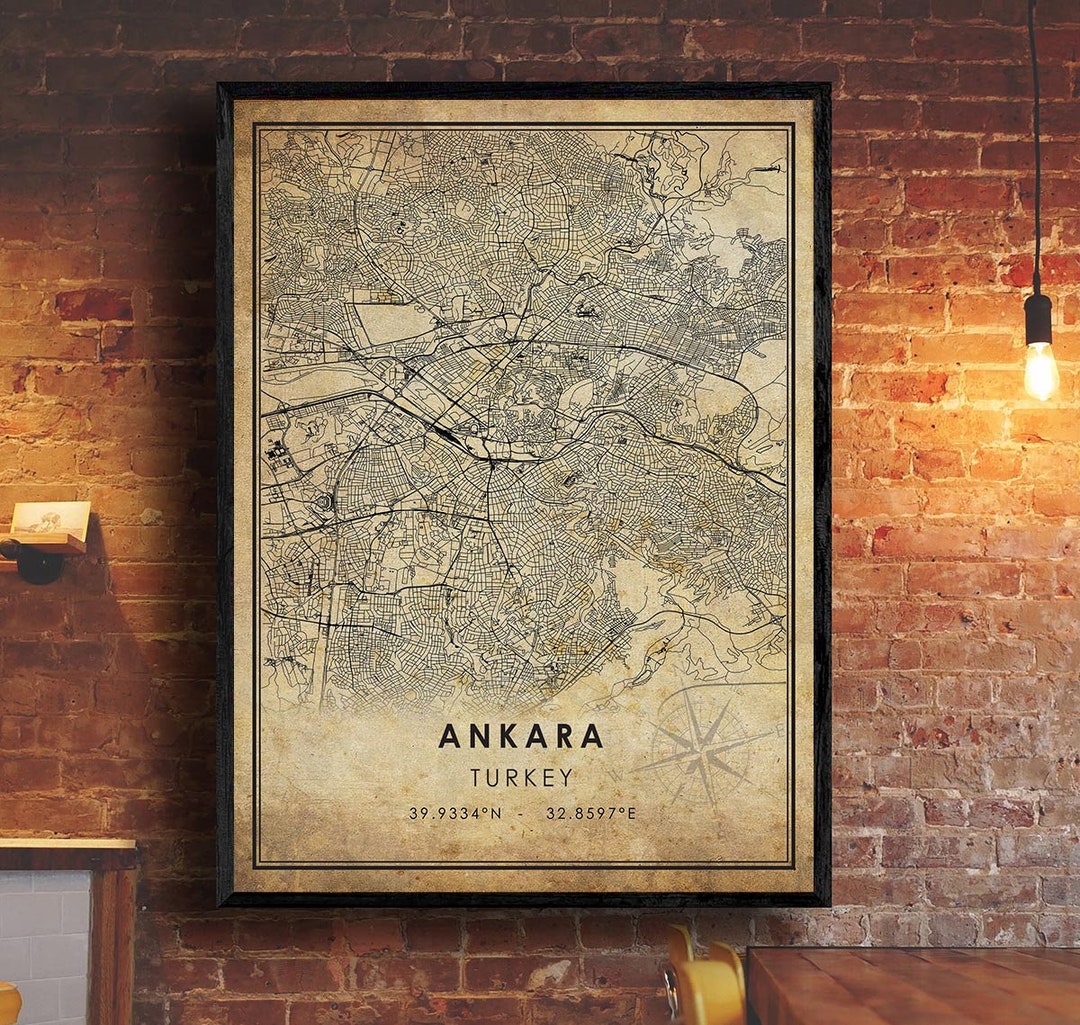 Ankara Vintage Map Print | Ankara Map | Turkey Map Art | Ankara City ...