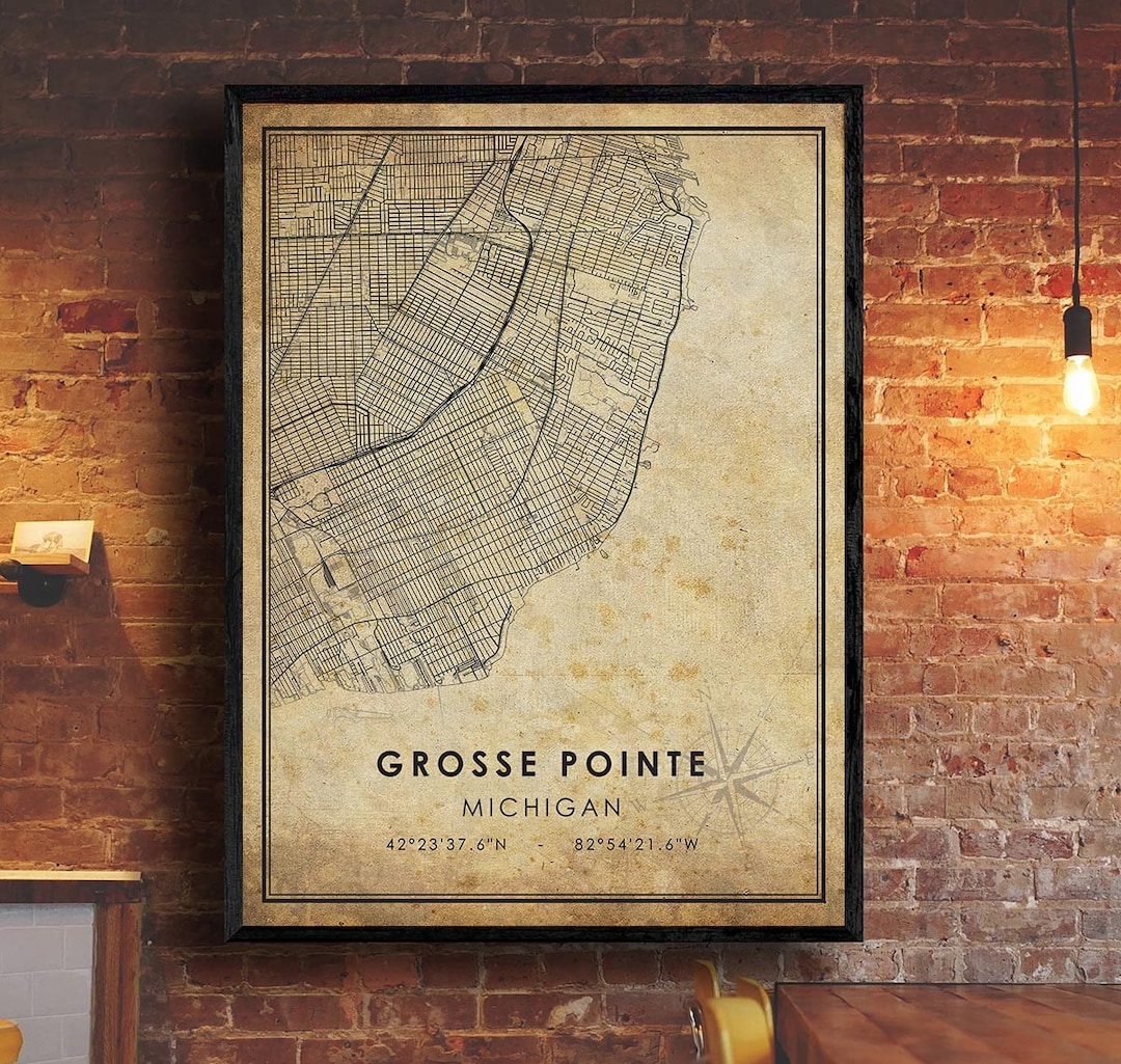 Grosse Pointe Map Print | Grosse Pointe Map | Michigan Map Art | Grosse ...
