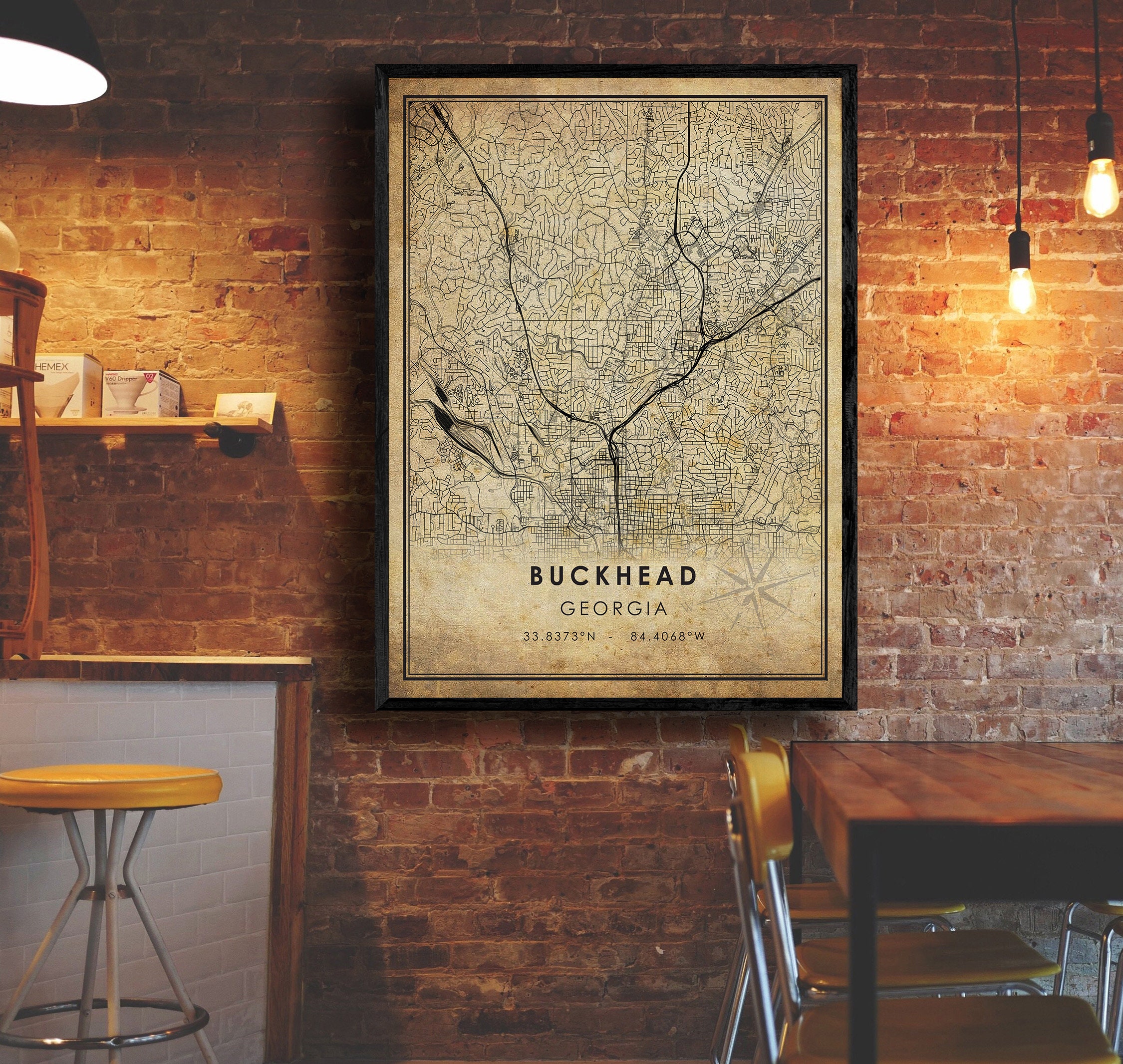 Buckhead Vintage Map Print Buckhead Map Georgia Map Art | Etsy