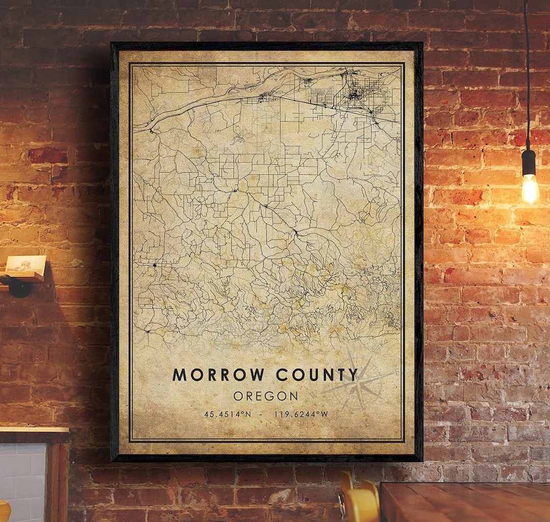 Morrow County Vintage Map Print Morrow County Map Oregon Map Art Morrow ...