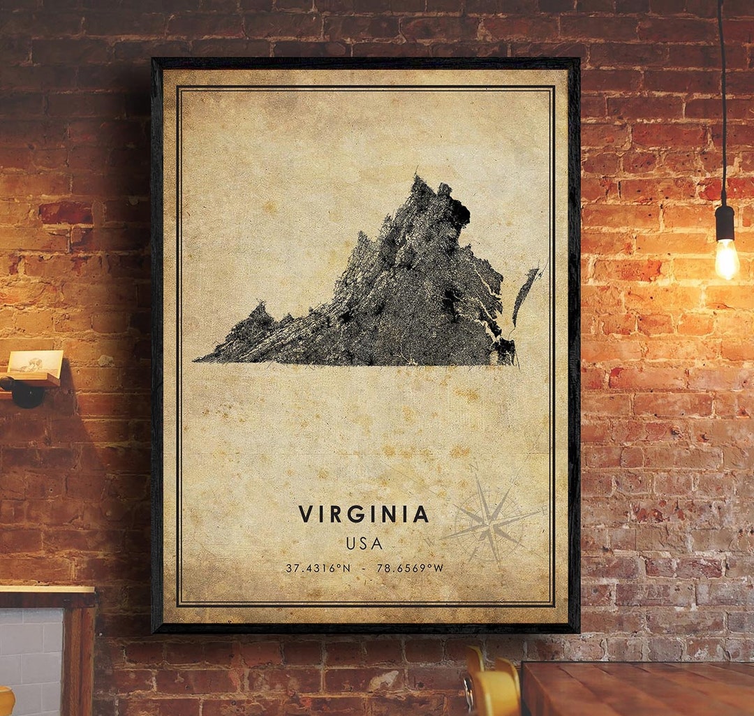 Virginia Vintage Map Print Virginia Map Virginia Map Art Virginia City ...