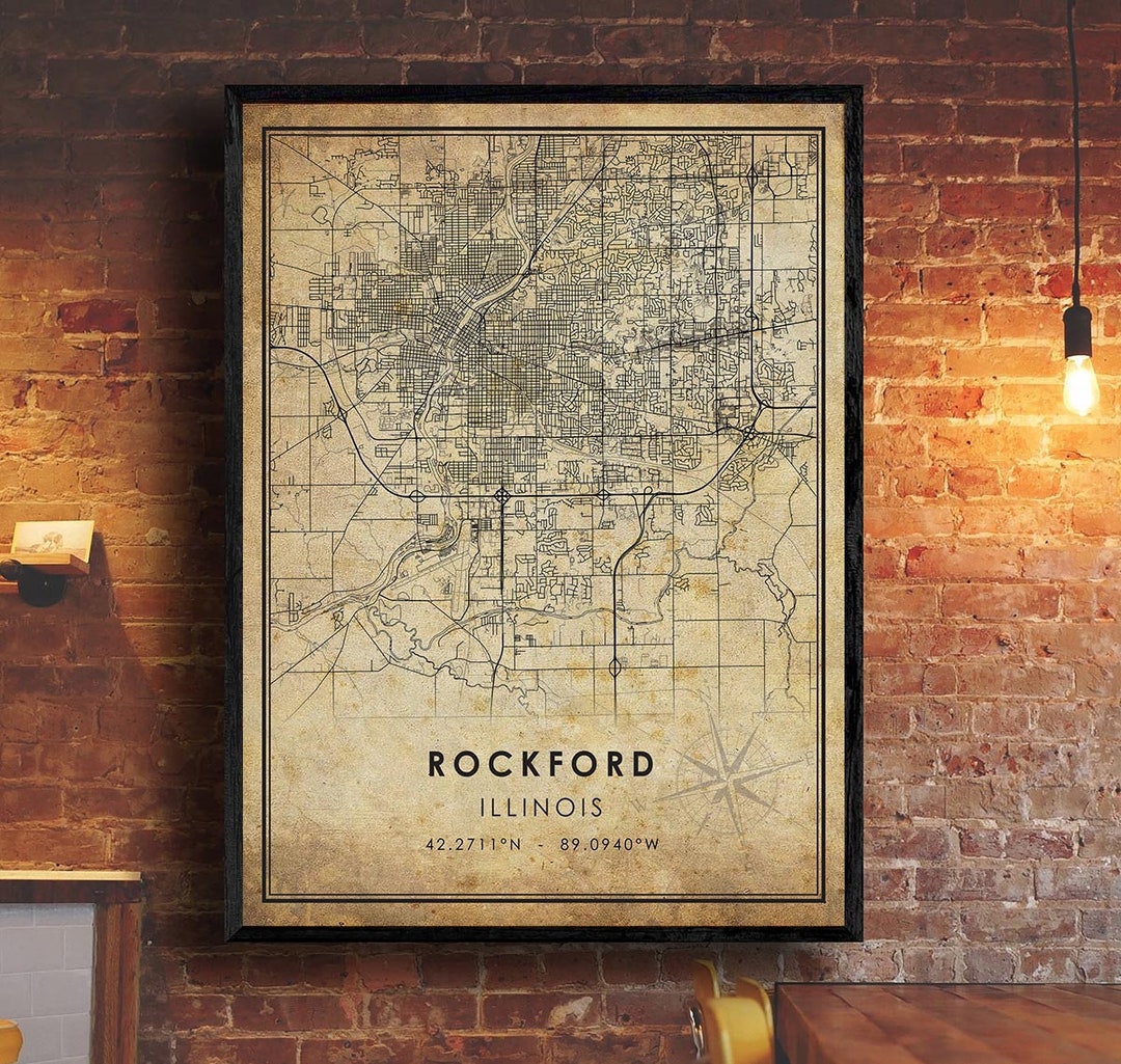 Rockford Map Print | Rockford Map | Illinois Map Art | Rockford City ...