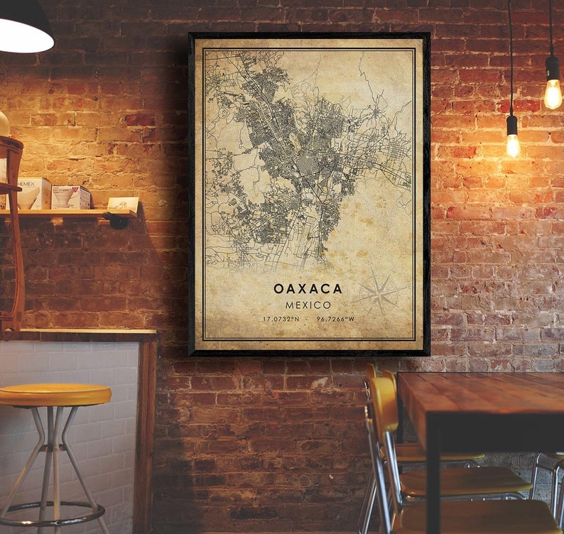 Oaxaca Map Print Oaxaca Map Mexico Map Art Oaxaca City - Etsy