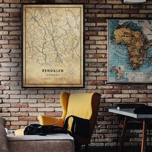 Rendalen Map Print Rendalen Map Norway Map Art Rendalen | Etsy
