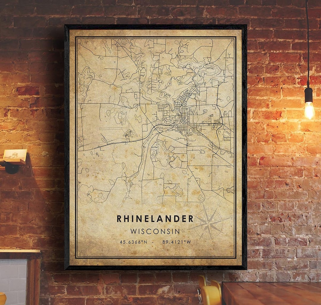 Rhinelander Map Print | Rhinelander Map | Wisconsin Map Art ...