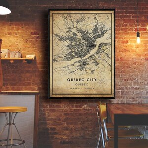 Quebec City Vintage Map Print | Quebec City Map | Canada Map Art ...