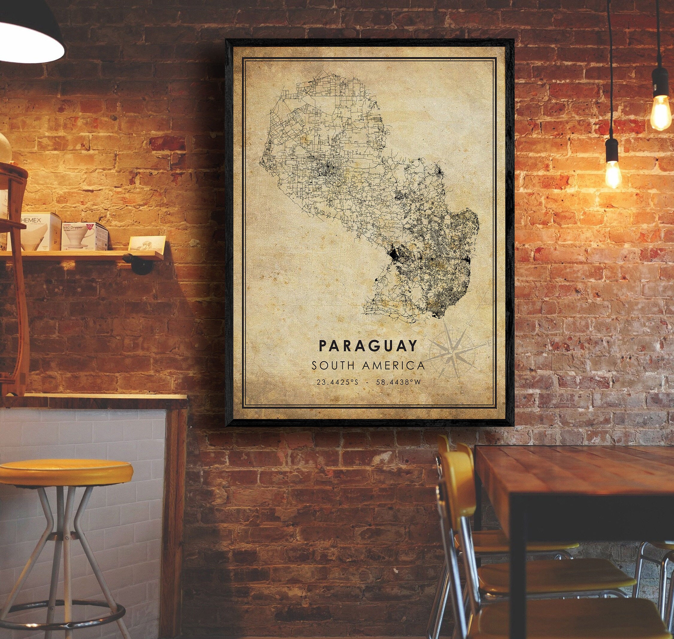 Paraguay Vintage Map Print Paraguay Map South America Map - Etsy