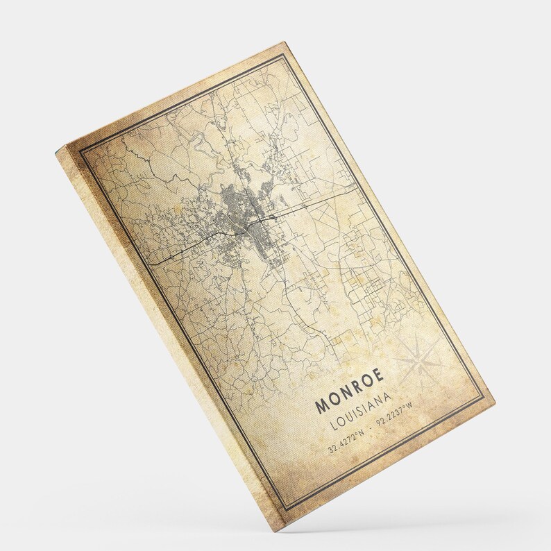 Monroe Vintage Map Print | Monroe Map | Louisiana Map Art | Monroe City ...