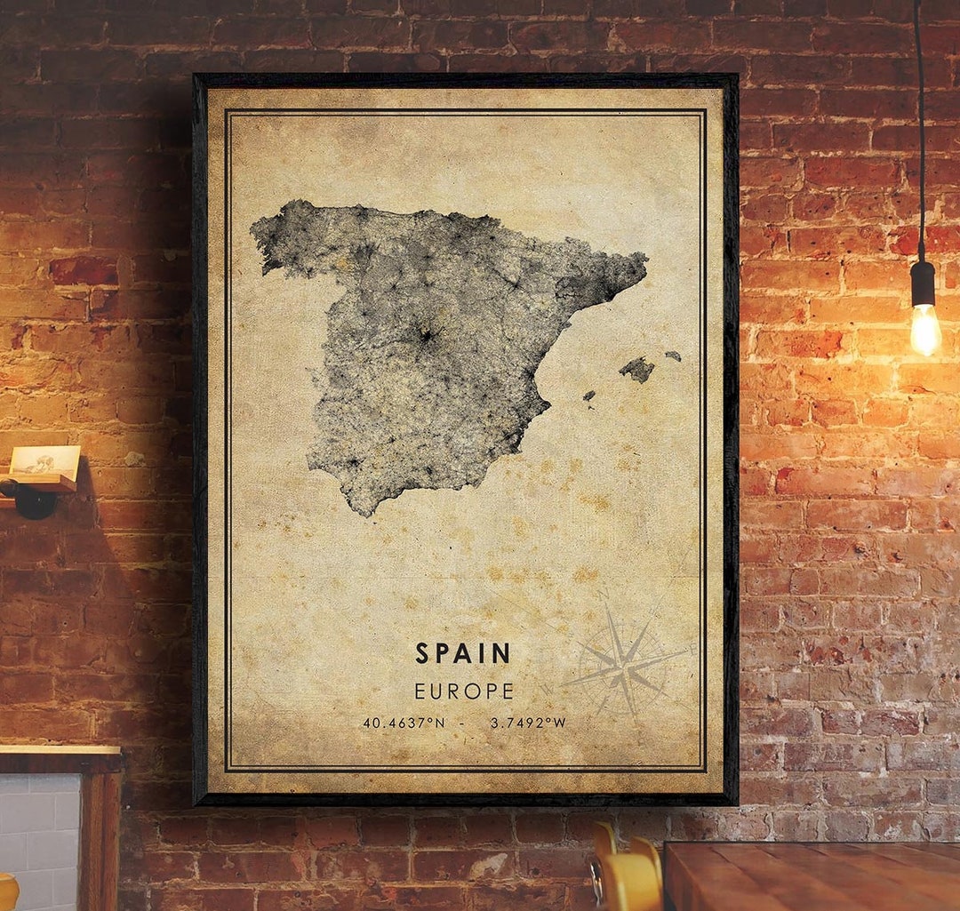 Spain Map Print | Spain Map | Europe Map Art | Spain City Road Map ...