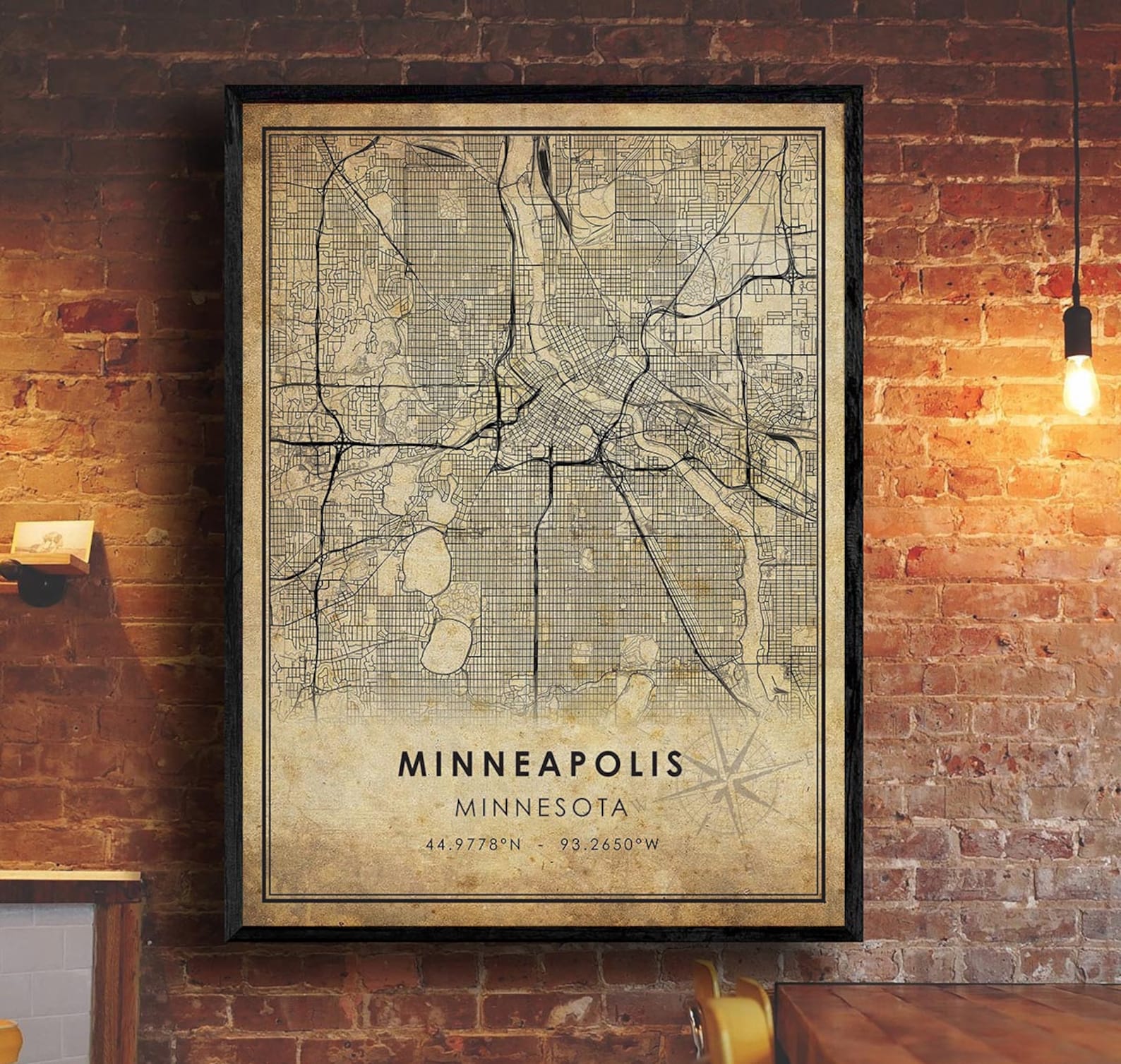 Minneapolis Vintage Map Print | Minneapolis Map | Minnesota Map Art ...