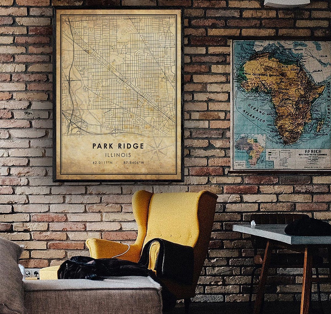 Park Ridge Vintage Map Print | Park Ridge Illinois Map Art | Park Ridge ...