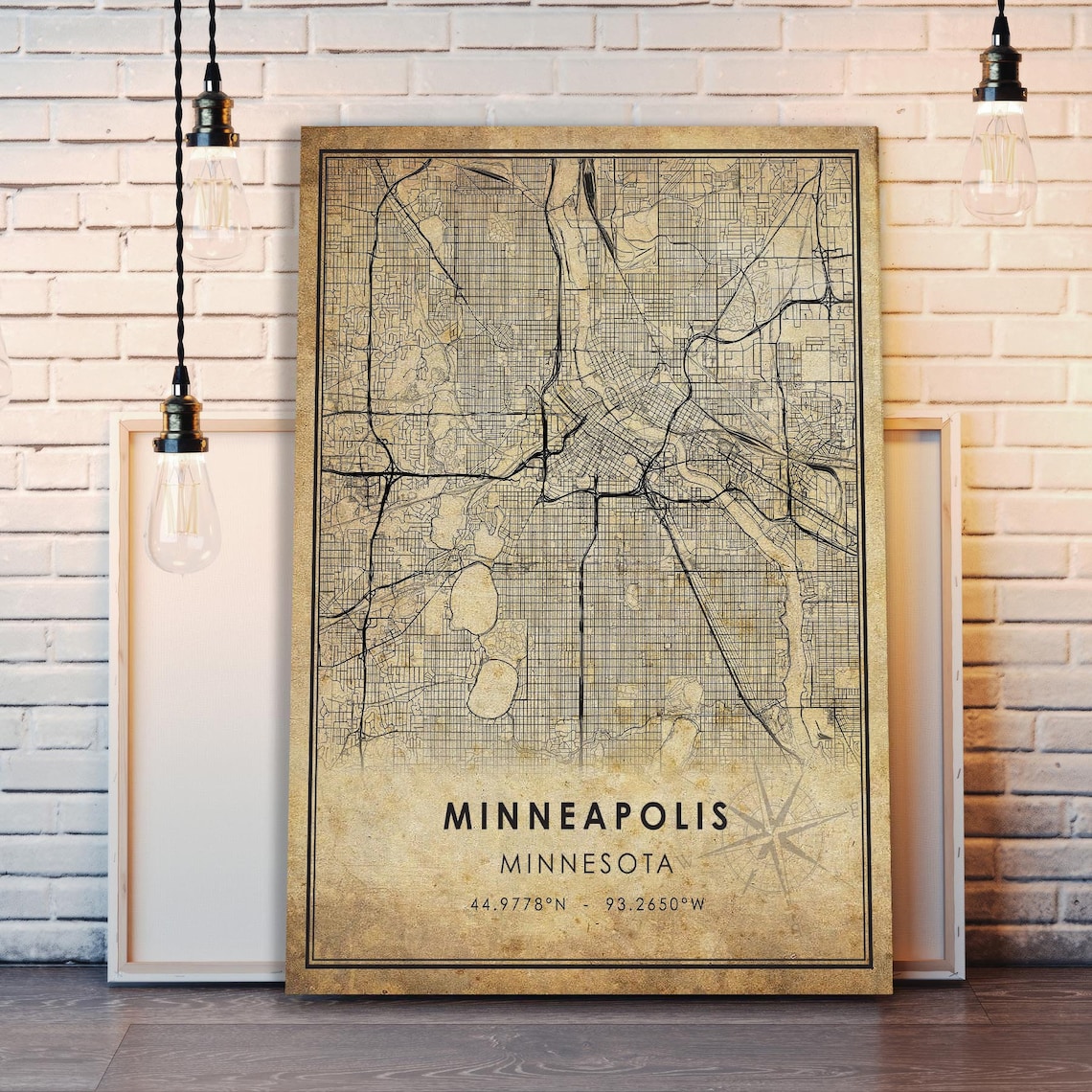 Minneapolis Vintage Map Print Minneapolis Map Minnesota - Etsy