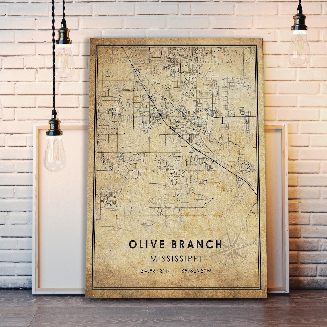 Olive Branch Map Print | Olive Branch Map | Mississippi Map Art | Olive ...