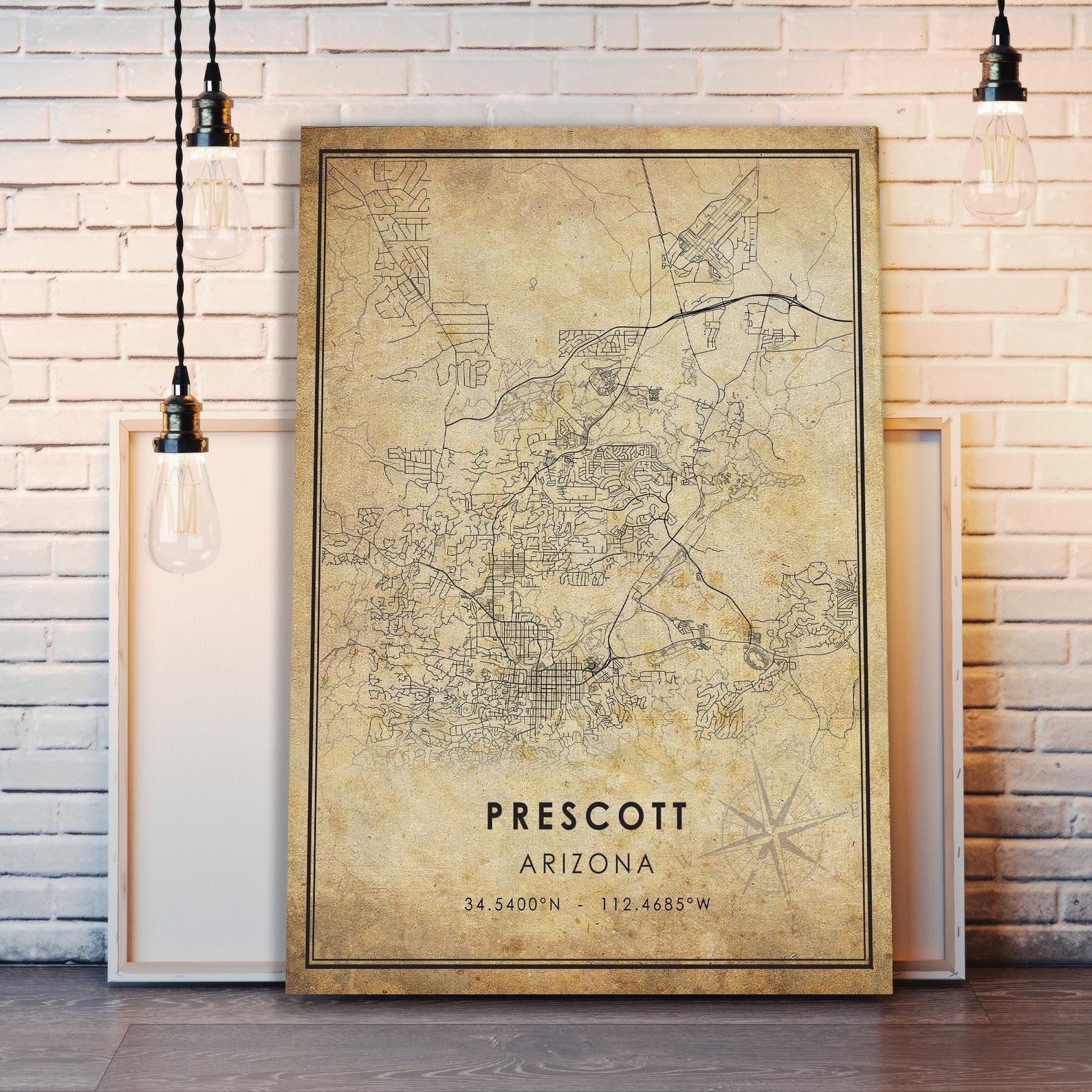 Prescott Vintage Map Print | Prescott Map | Arizona Map Art | Prescott ...