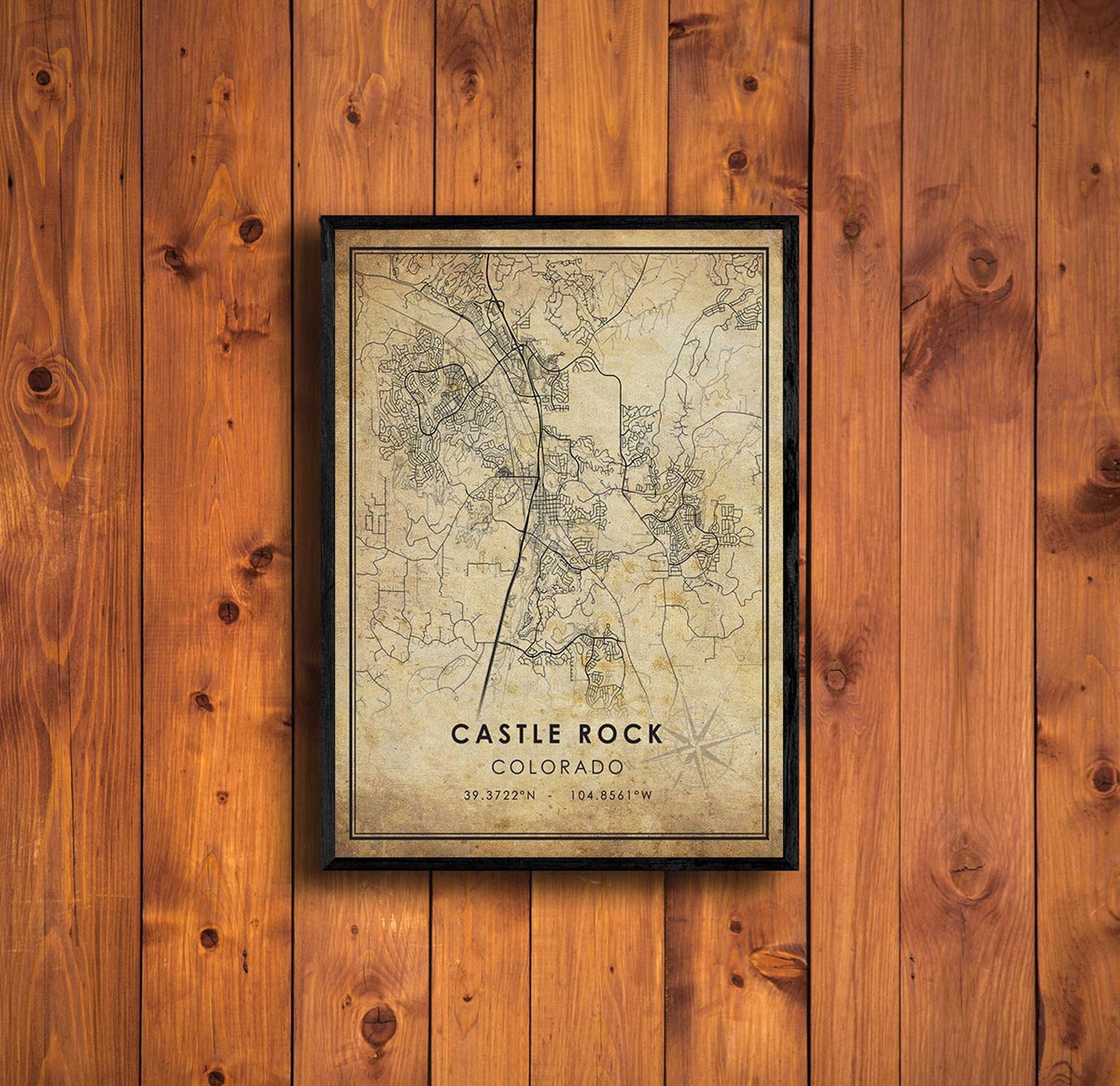 Castle Rock Vintage Map Print Castle Rock Map Colorado Map | Etsy