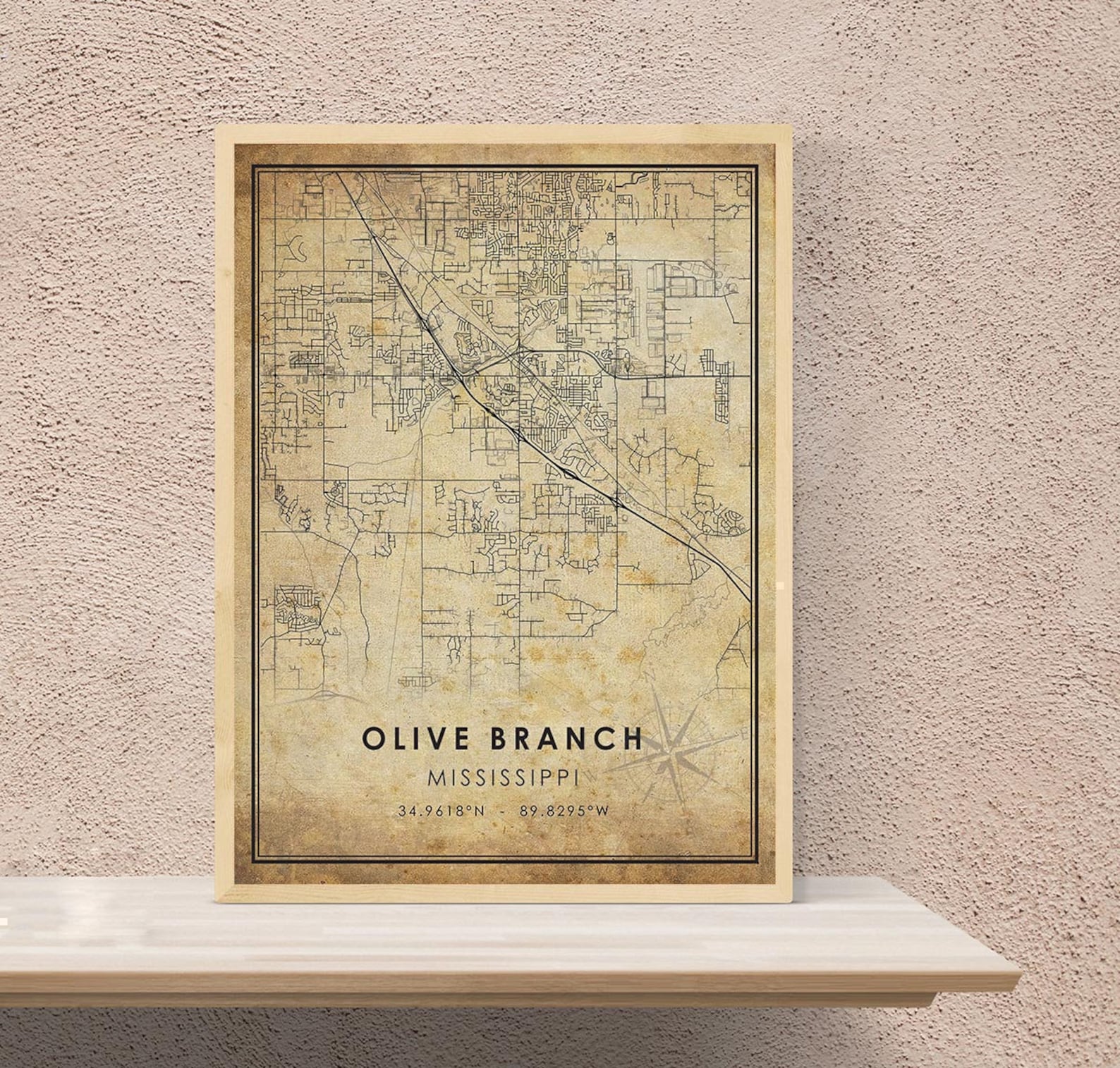 Olive Branch Map Print Olive Branch Map Mississippi Map - Etsy