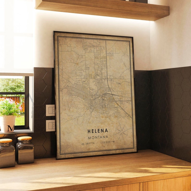 Helena Vintage Map Print | Helena Map | Montana Map Art | Helena City ...