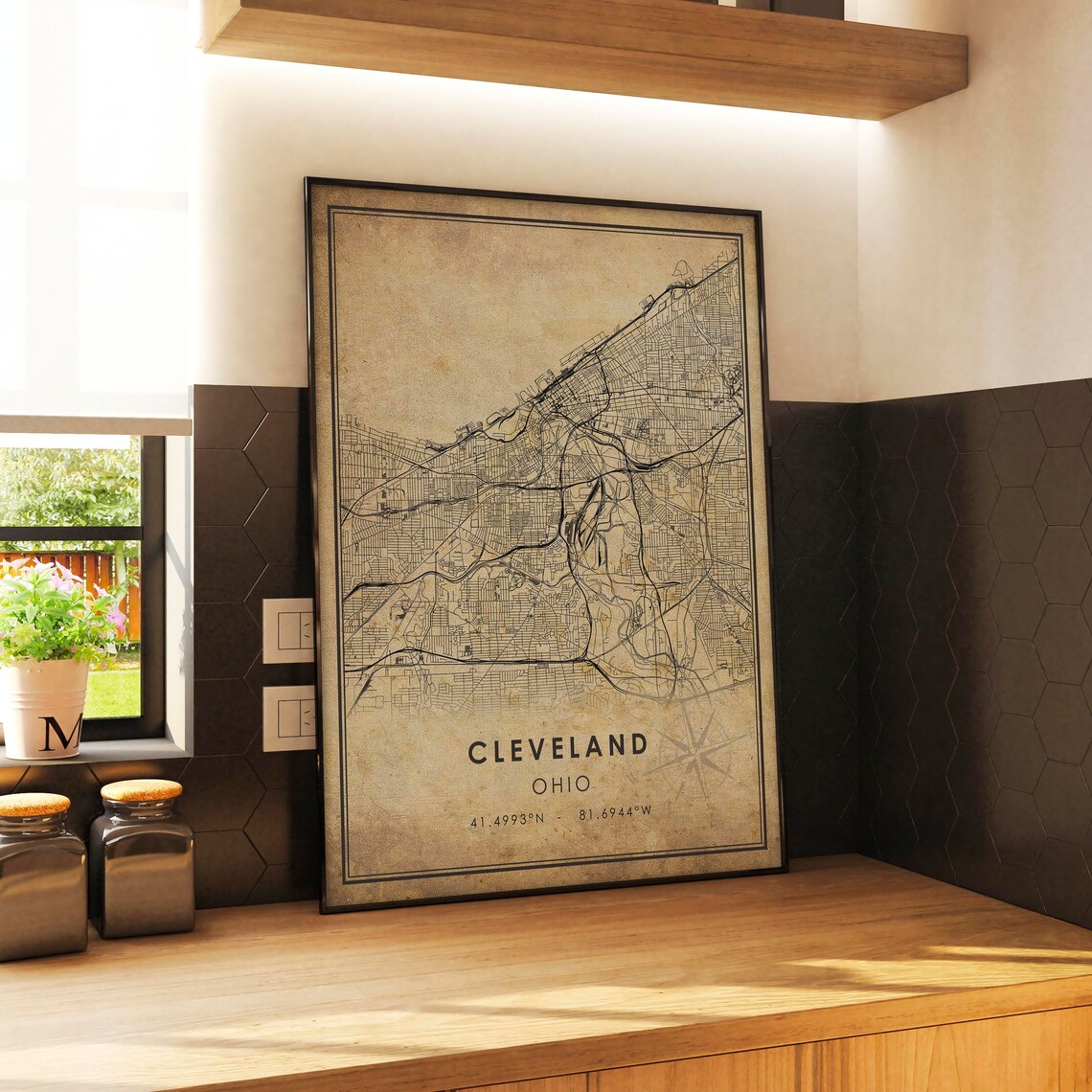 Cleveland Vintage Map Print Cleveland Map Ohio Map Art - Etsy