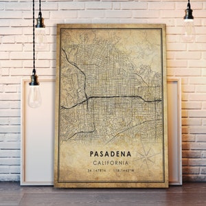 Pasadena Map Print | Pasadena Map | California Map Art | Pasadena City ...