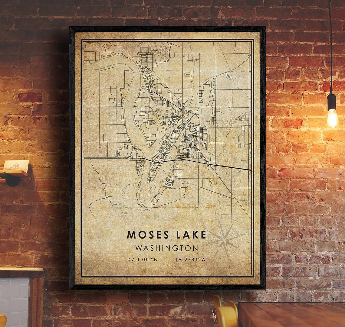 Moses Lake Map Print Moses Lake Map Washington Map Art - Etsy