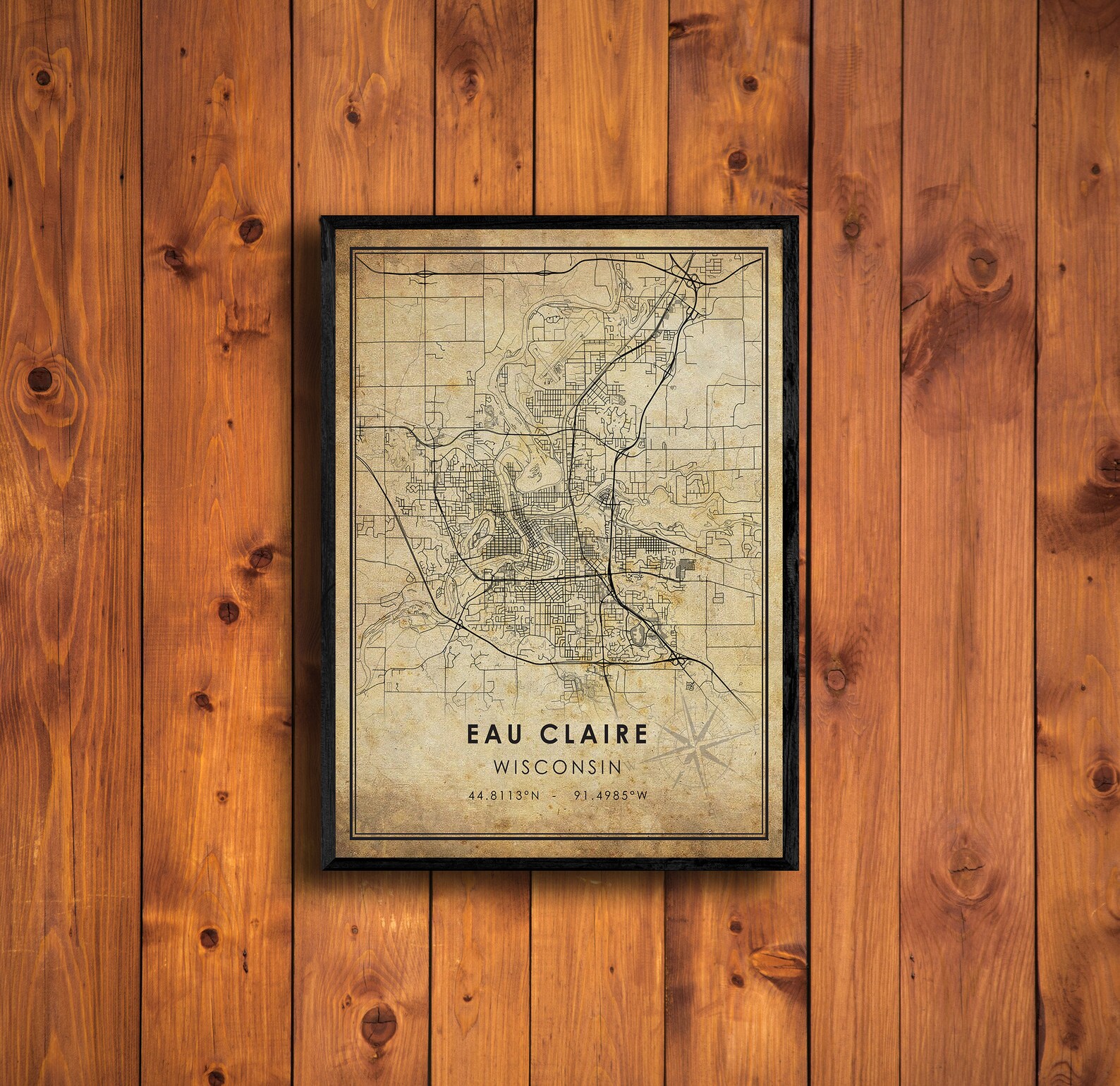 Eau Claire Vintage Map Print Eau Claire Wisconsin Map Eau | Etsy