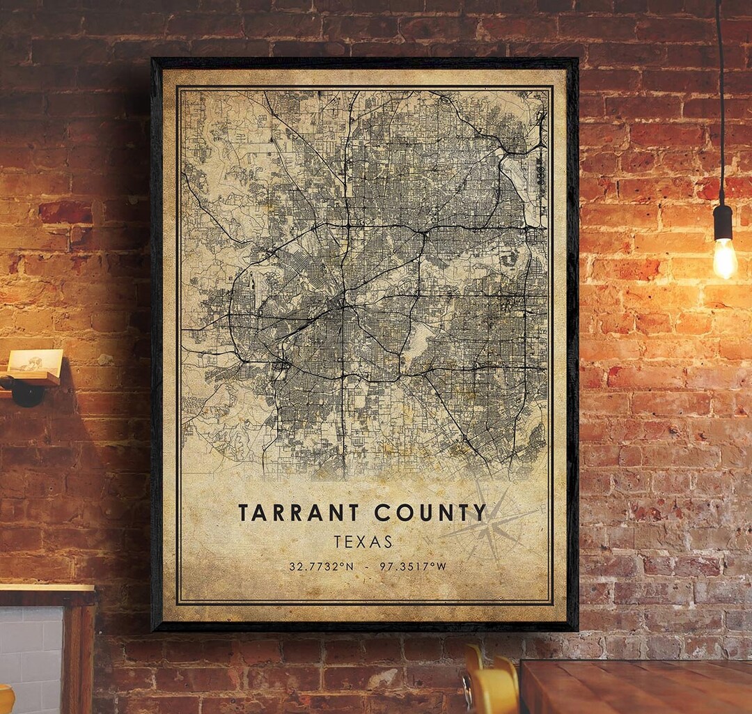 Tarrant County Map Print | Texas Map | Texas Map Art | Tarrant County ...