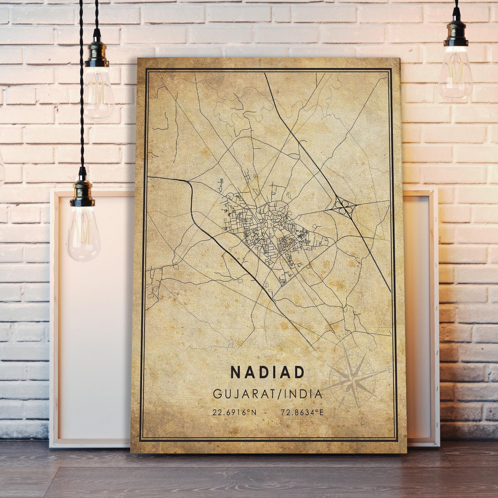 Nadiad Map Print | Nadiad Map | India Map Art | Nadiad City Road Map ...