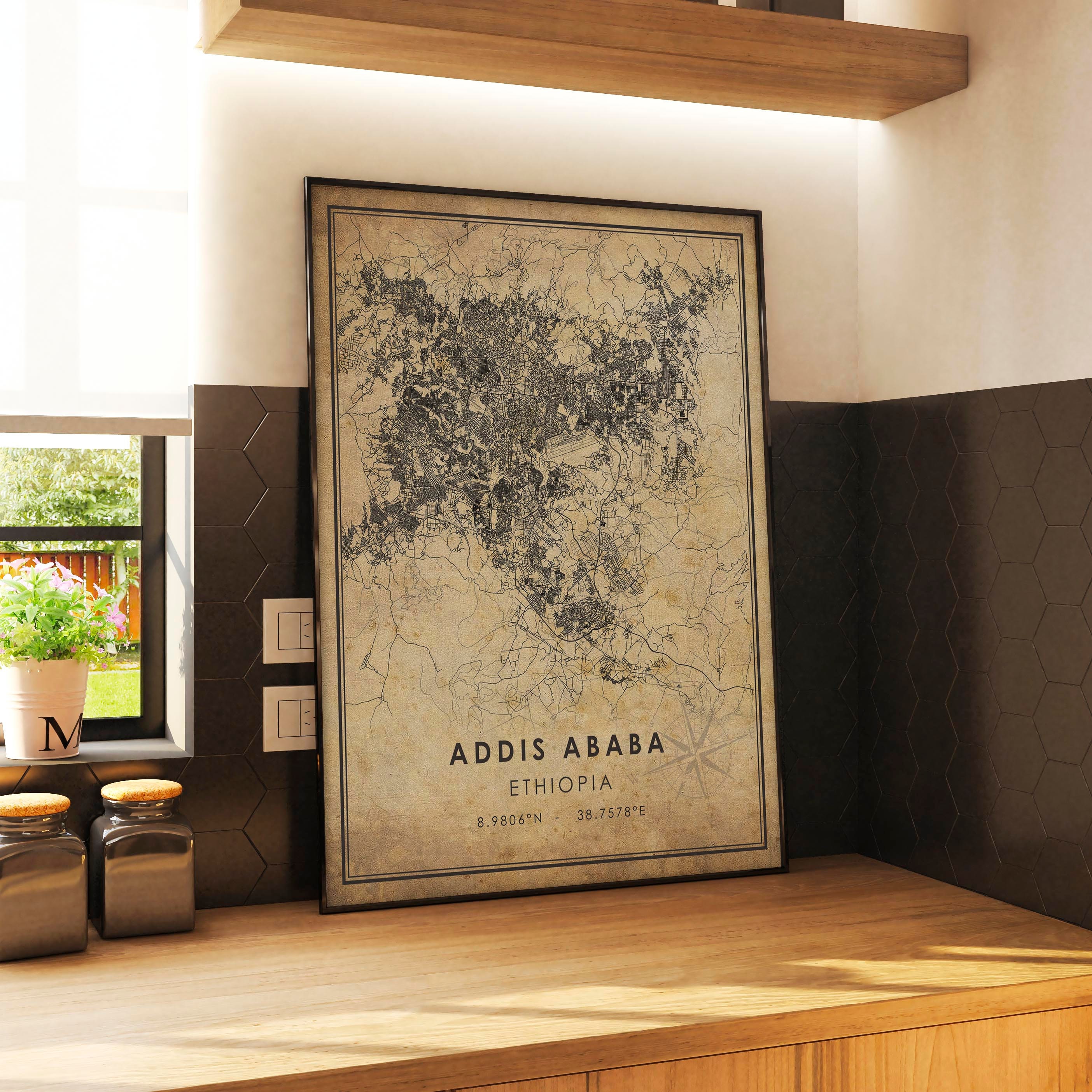 Addis Ababa Vintage Map Print Addis Ababa Map Addis Ababa - Etsy