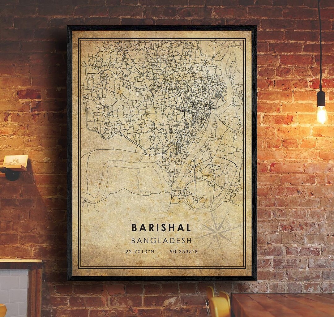 Barishal Map Print | Barishal Map | Bangladesh Map Art | Barishal City ...