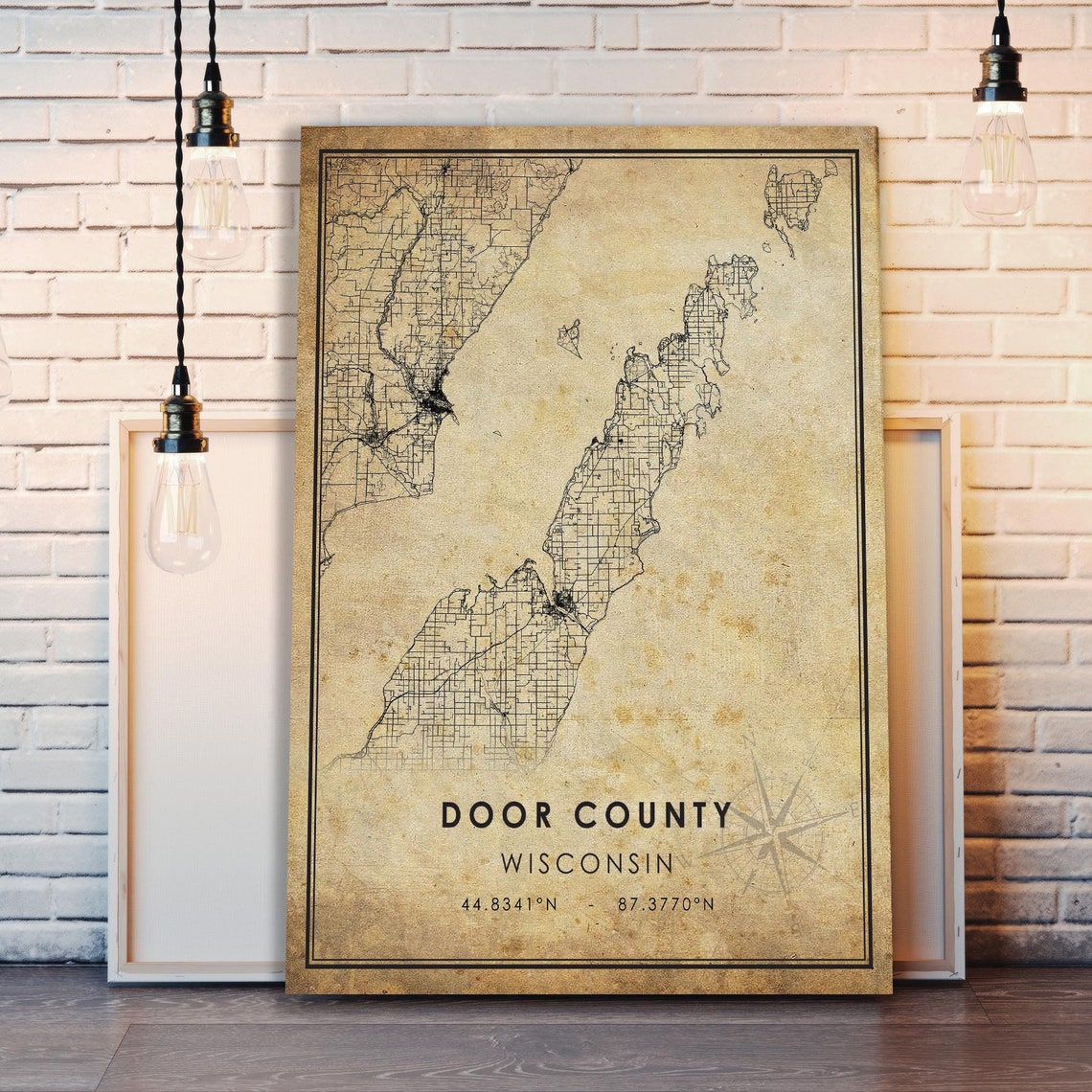 Door County Map Print Door County Map Wisconsin Map Art - Etsy