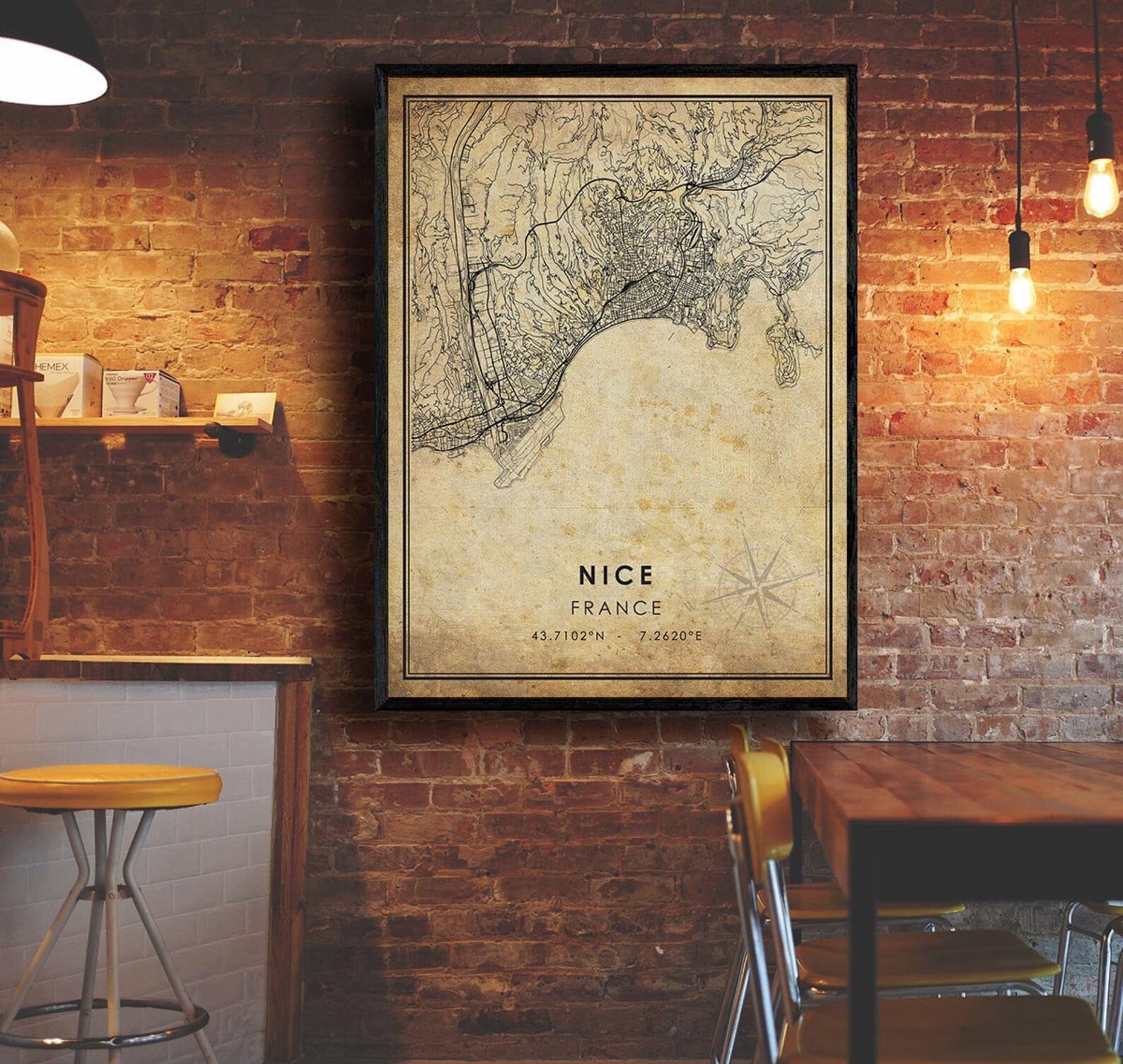 Nice Vintage Map Print | Nice France Map Art | Nice City Road Map ...