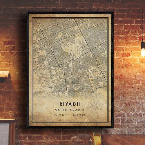 Riyadh Map Poster Saudi Arabia Map Print Art Deco Series - Etsy