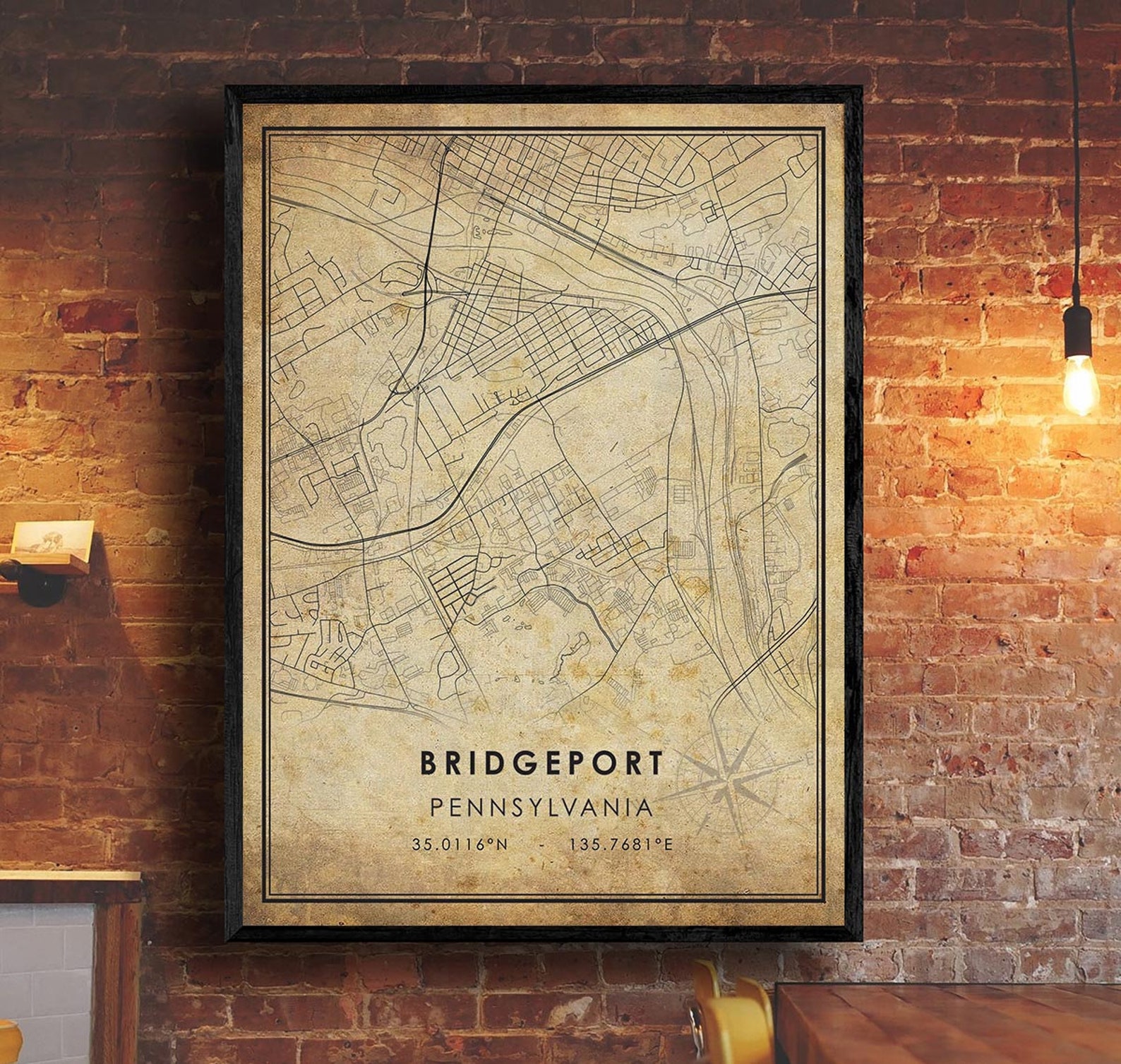 Bridgeport Vintage Map Print Bridgeport Map Pennsylvania | Etsy