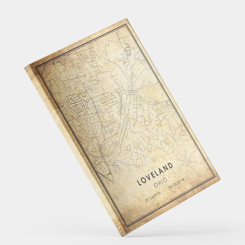 Loveland Vintage Map Print Loveland Ohio Map Loveland City - Etsy