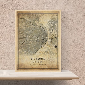 St. Louis Vintage Map Print St. Louis Map Missouri Map Art - Etsy