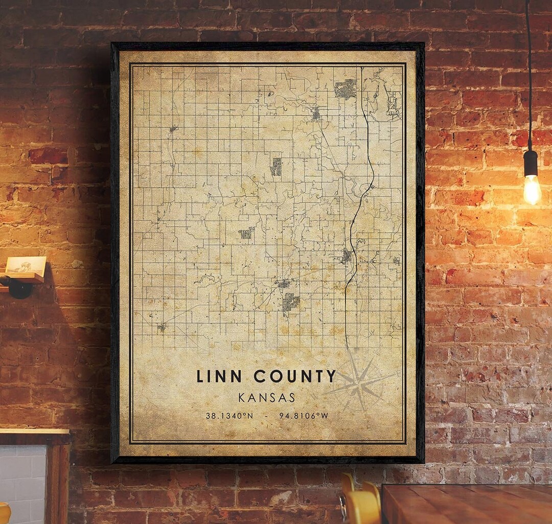 Linn County Map Print | Linn County Map | Kansas Map Art | Linn County ...