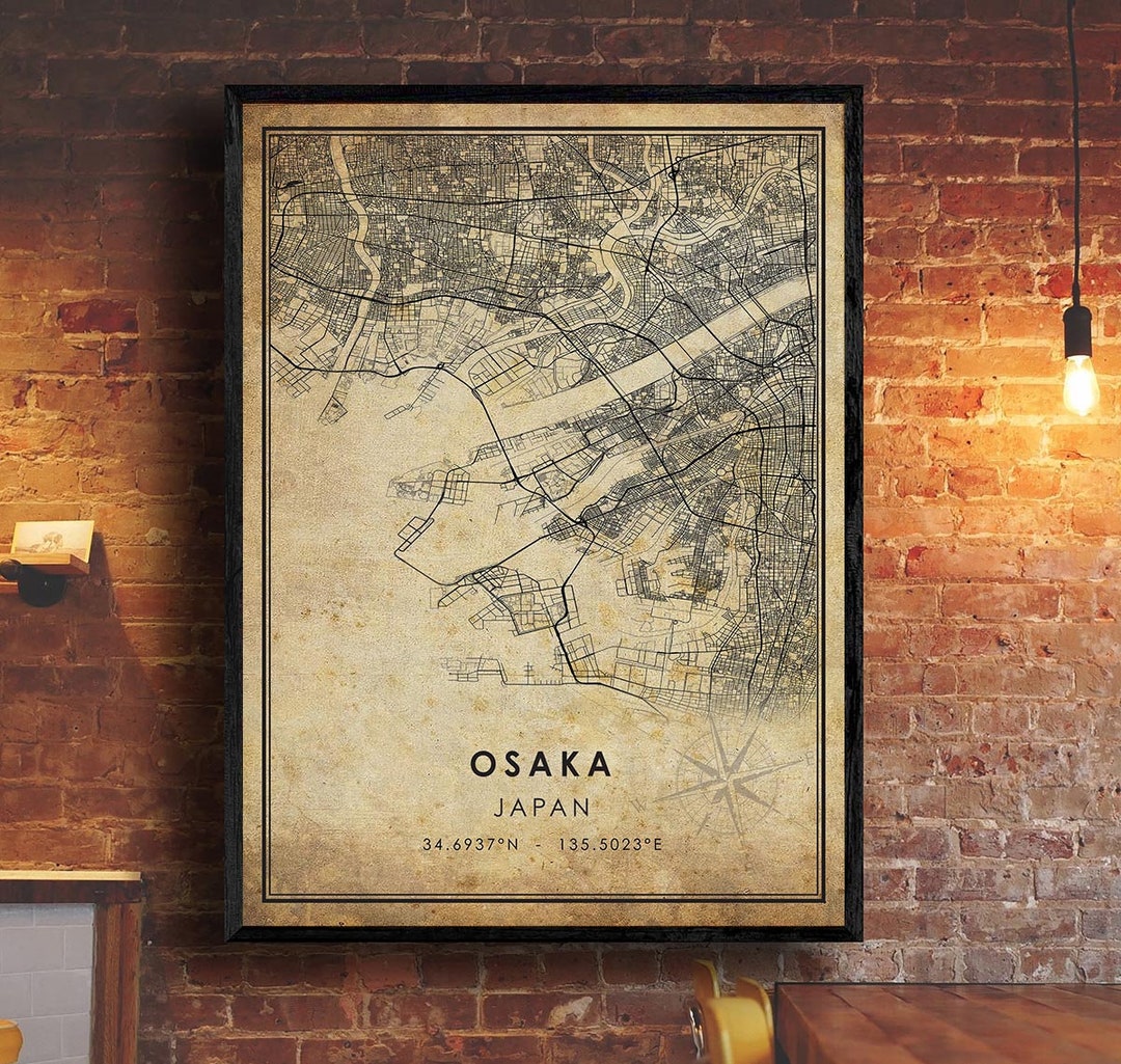 Osaka Vintage Map Print | Osaka Map | Japan Map Art | Osaka City Road ...