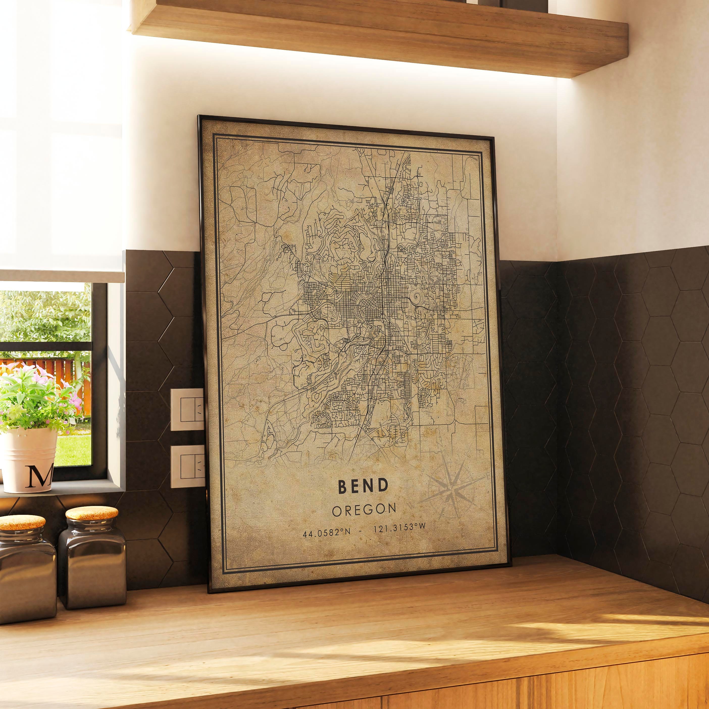 Bend Map Print | Bend Map | Oregon Map Art | Bend City Road Map Poster ...