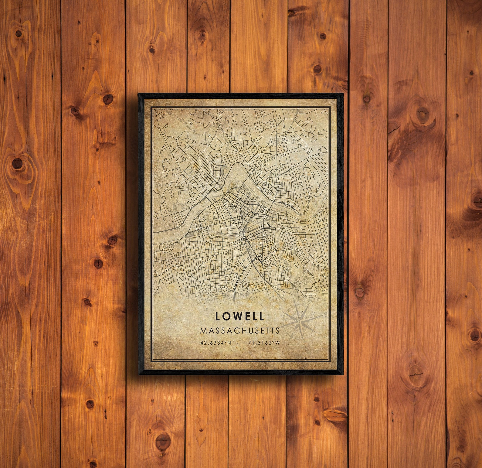 Lowell Vintage Map Print Lowell Map Massachusetts Map Art | Etsy