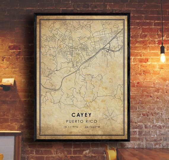 Cayey Vintage Map Print Cayey Map Puerto Rico Map Art | Etsy