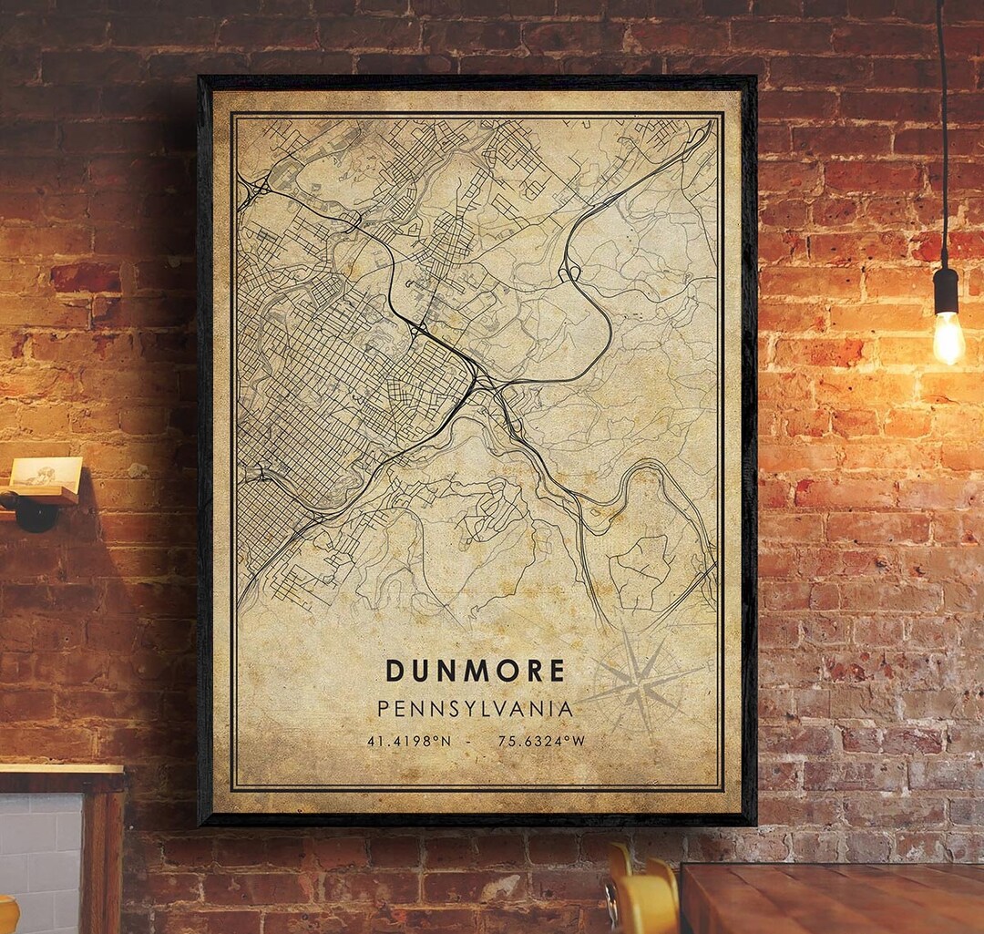 Dunmore Vintage Map Print | Dunmore Map | Pennsylvania Map Art ...
