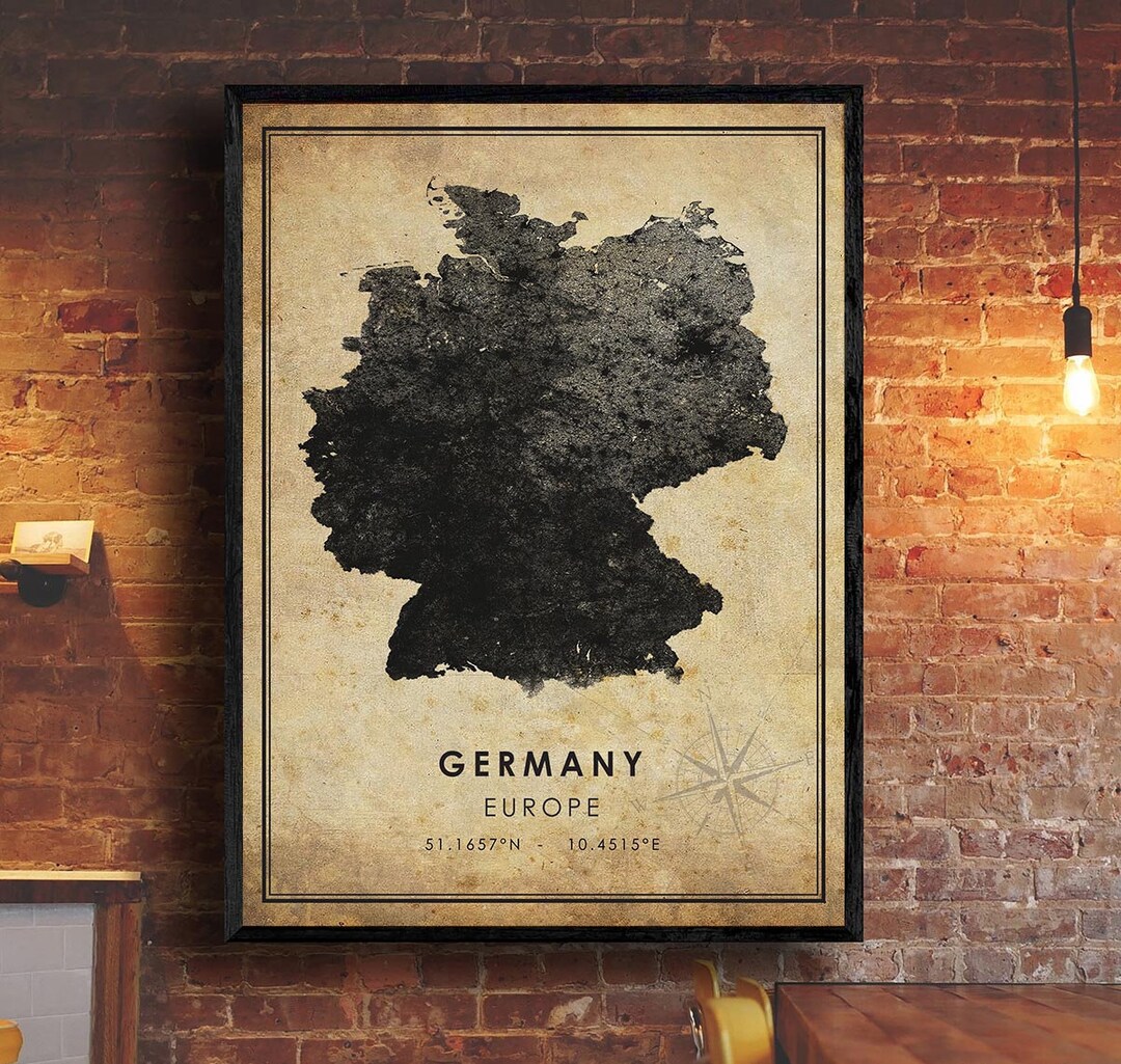 Germany Vintage Map Print | Germany Map Art | Germany Road Map Poster ...