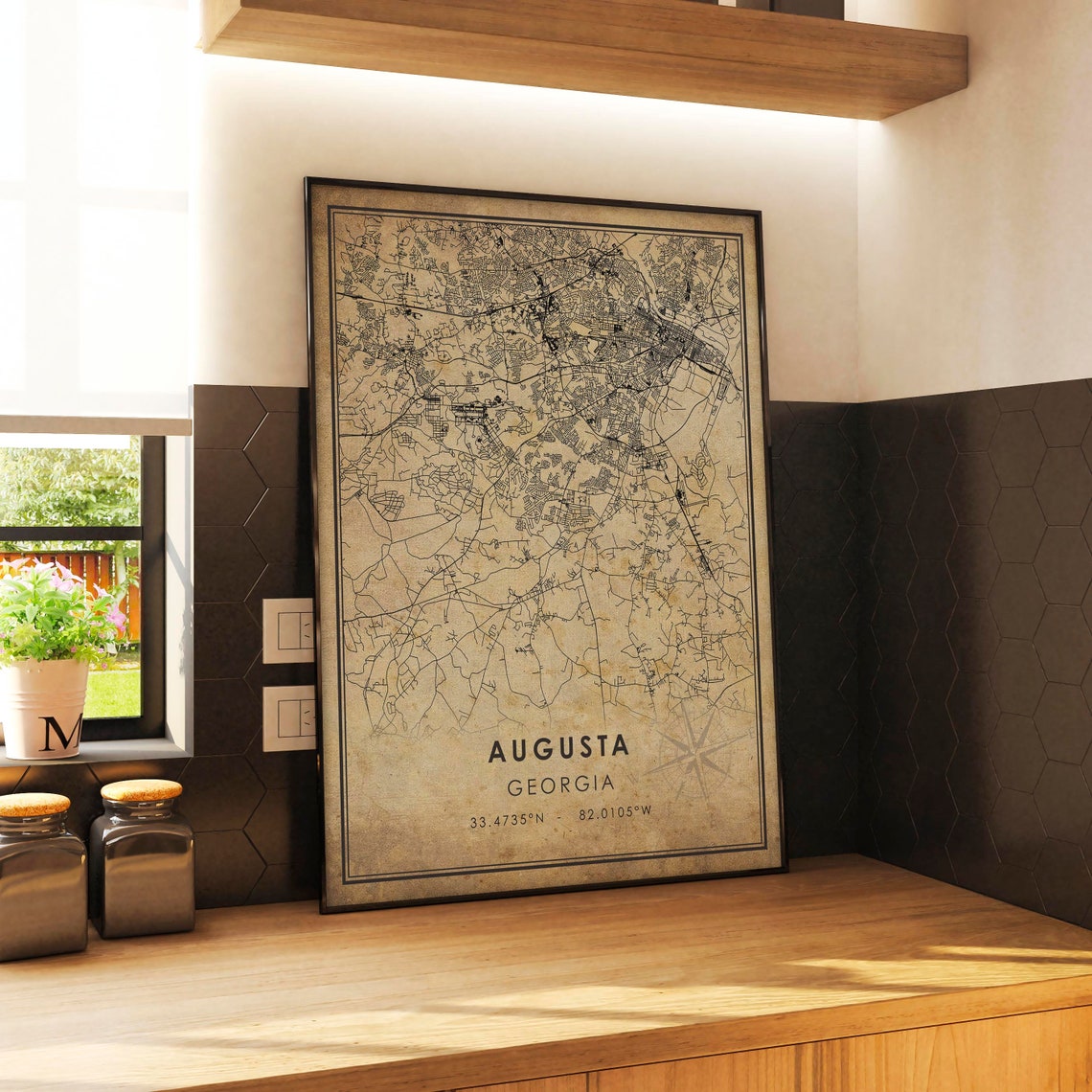 Augusta Vintage Map Print | Augusta Map | Georgia Map Art | Augusta ...