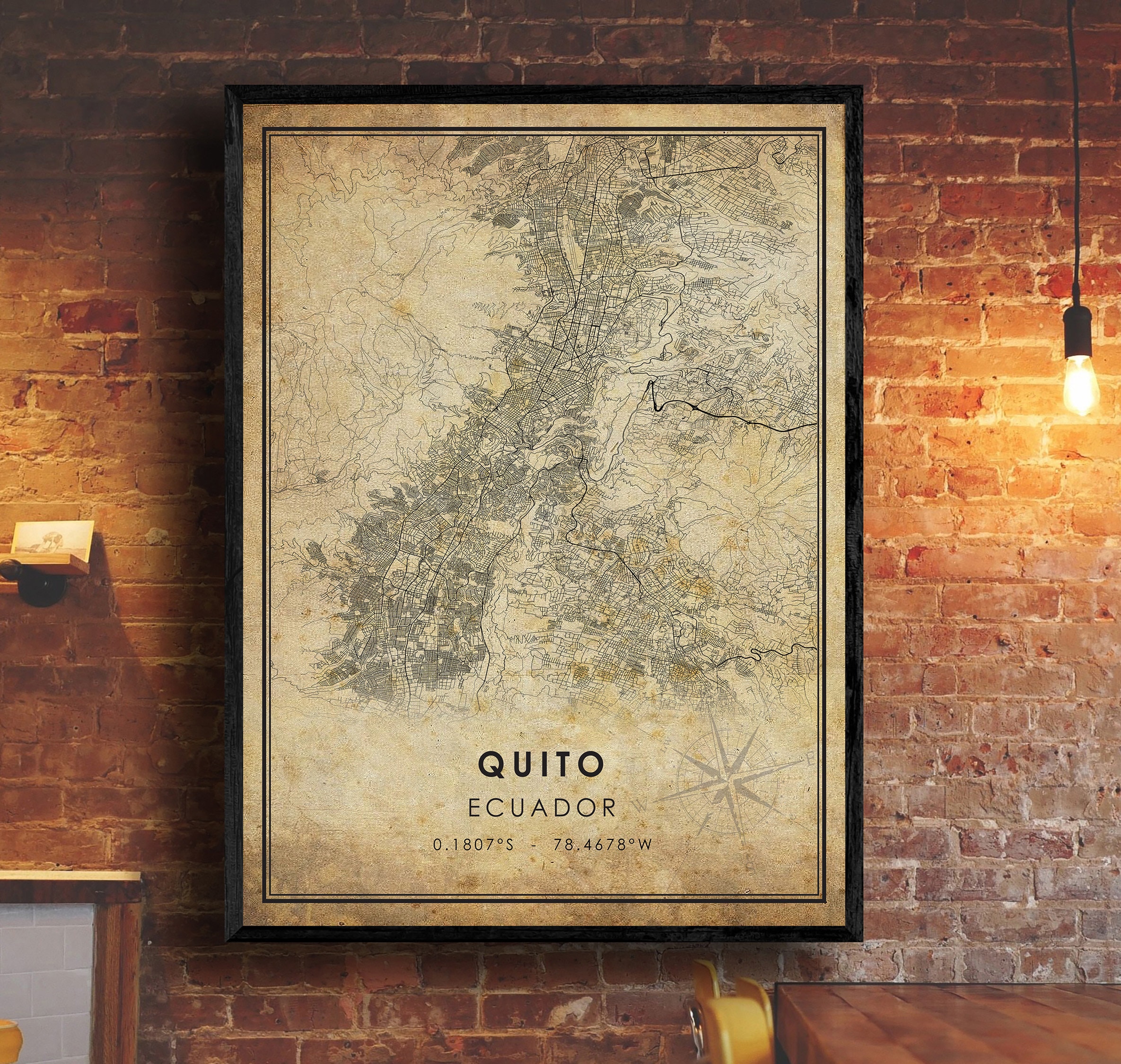 Quito Vintage Map Print Quito Map Ecuador Map Art Quito | Etsy