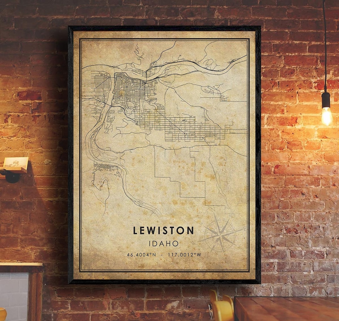 Lewiston Vintage Map Print | Lewiston Map | Idaho Map Art | Lewiston ...
