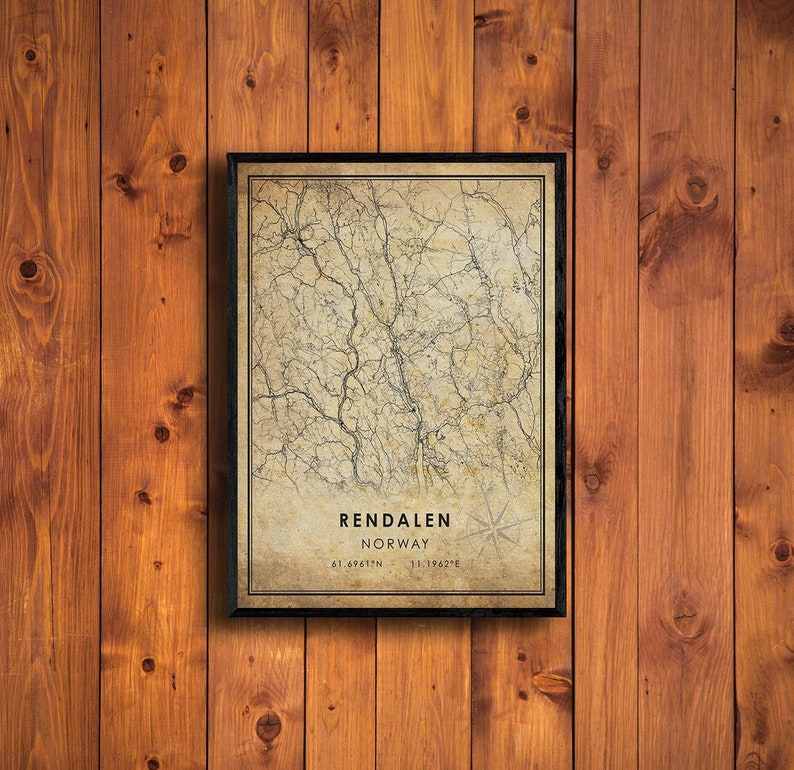 Rendalen Map Print Rendalen Map Norway Map Art Rendalen | Etsy