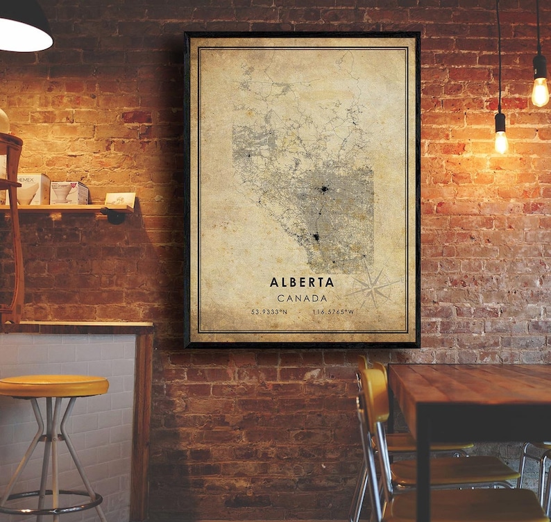 Alberta Map Print Alberta Map Canada Map Art Alberta - Etsy