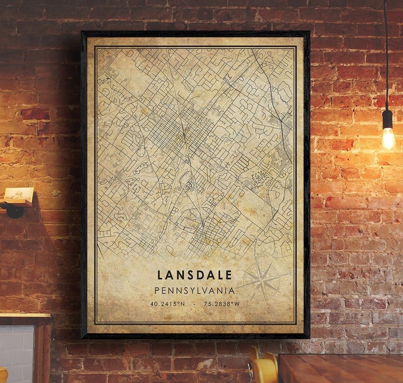 Lansdale Map Print Lansdale Map Pennsylvania Map Art | Etsy