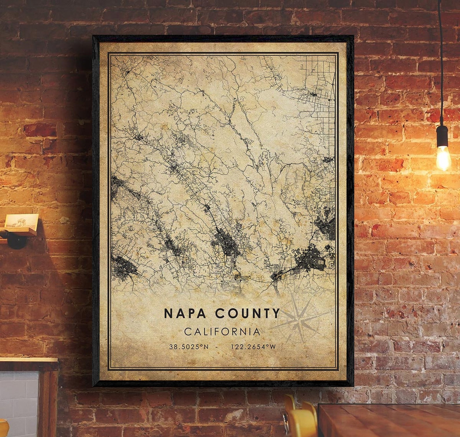 Napa County Map Print | Napa County Map | California Map Art | Napa ...